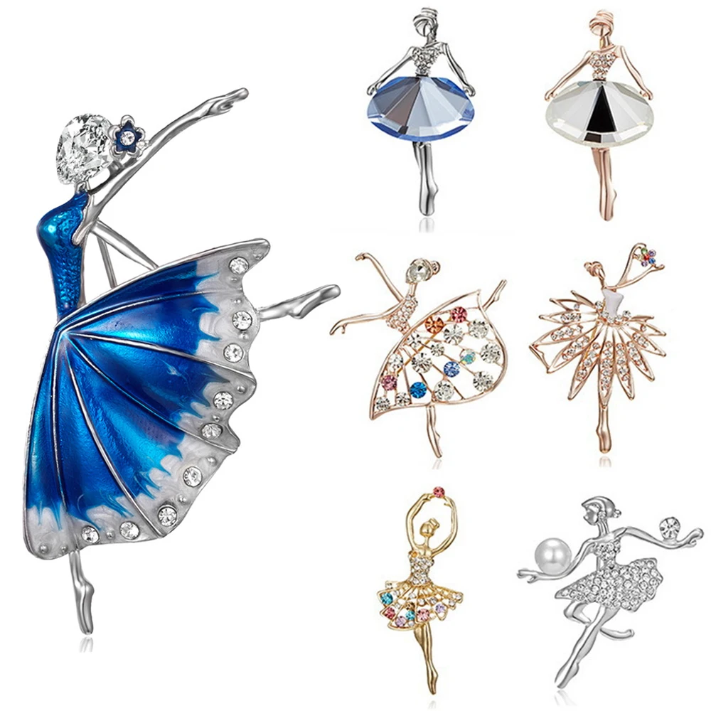 Elegant-Dance-Girl-Brooch-Pins-Fashion-Crystal-Rhinestone-Ballet-Lapel ...