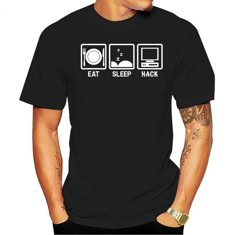 Eat Sleep Hack Hacker Computer Programmer T Shirt For Man Funny Gamer Gaming Anniversary ...