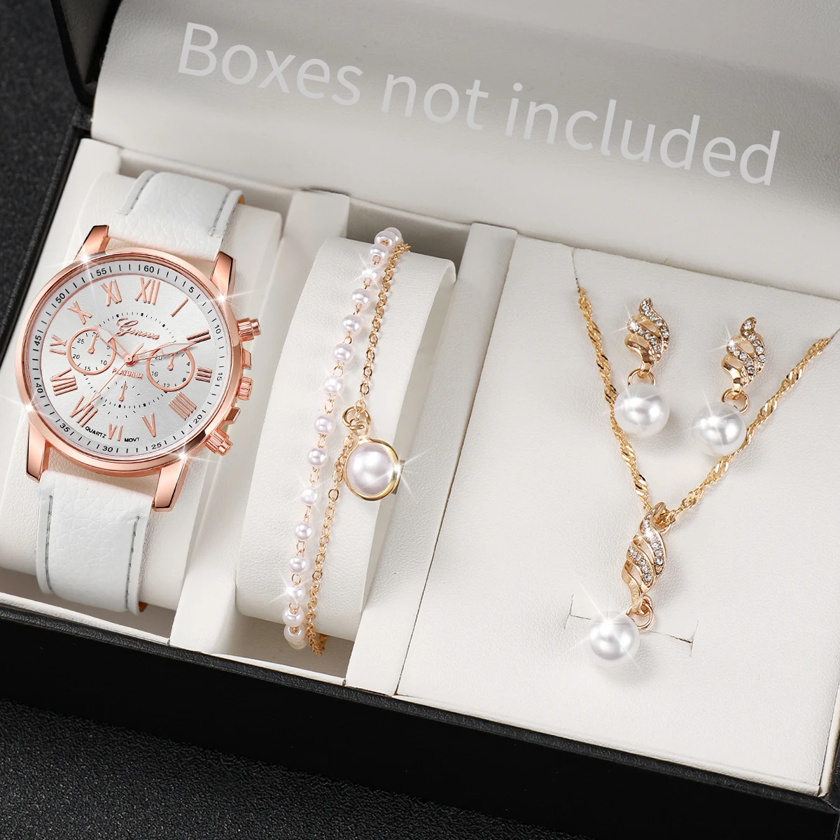 3/5PCS Women's Watch Fashion Roma Dial Leather Band Quartz Watches ...