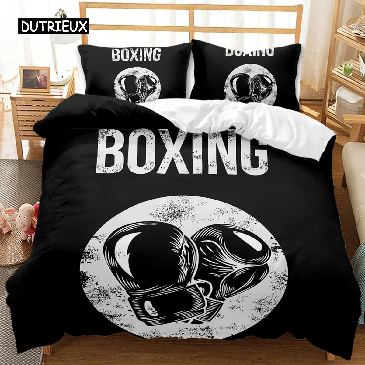 3D Print Boxing Games Duvet Cover Set Red Blue Boxing Bedding Set ...