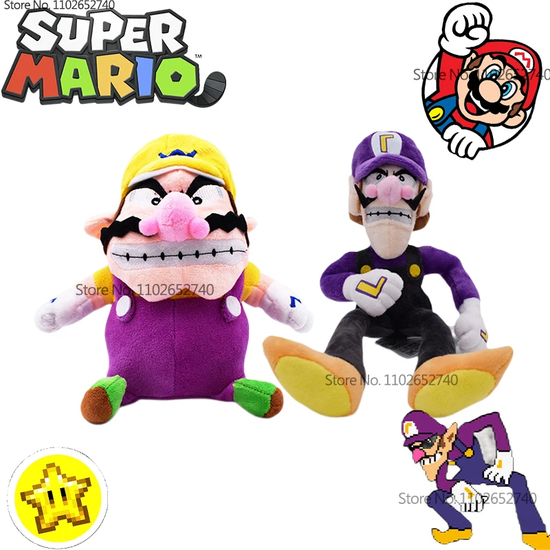 25CM Super Mario Bros Wario Waluigi Figures Plush Stuffed Doll Toys ...