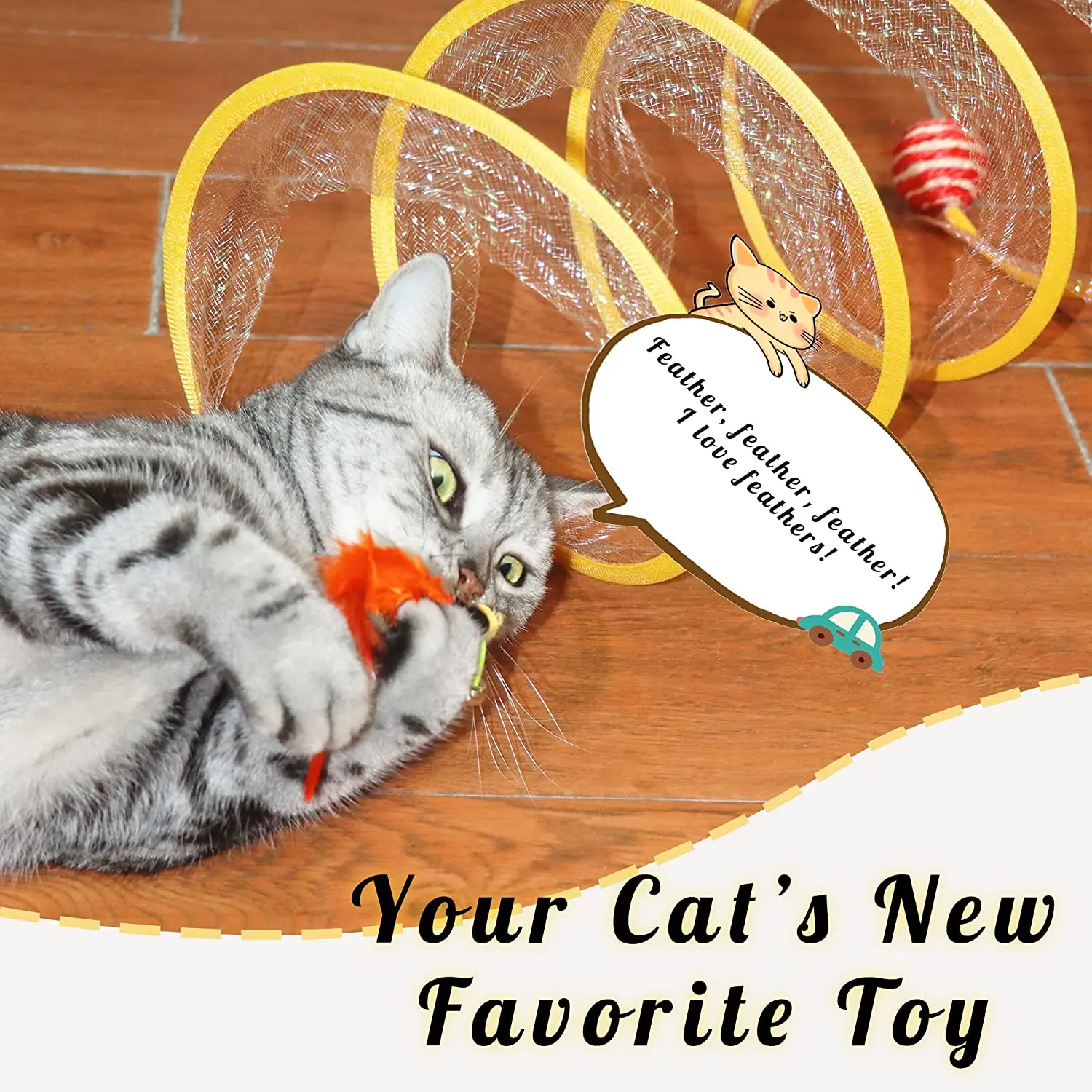 Cat-Foldable-Channel-Toy-With-Feathers-Scratch-resistant-Self-happy ...