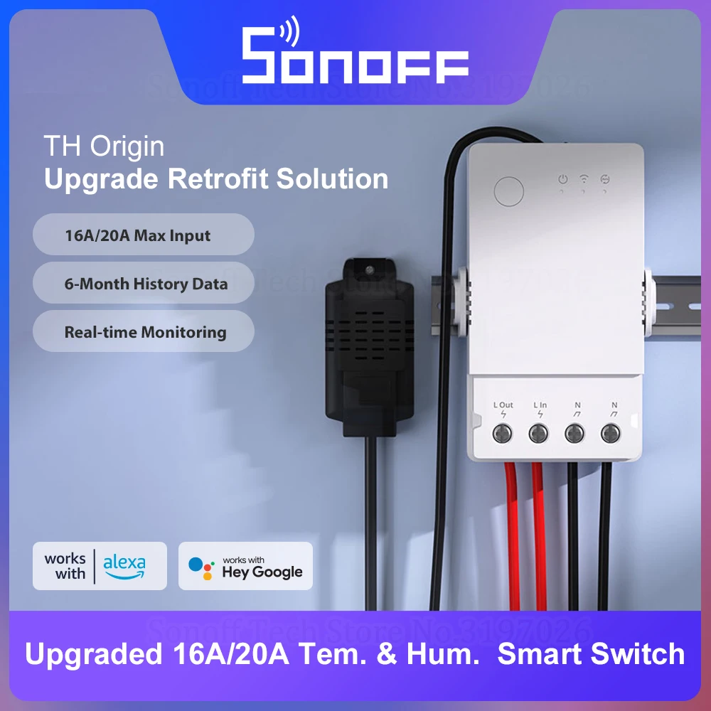 Sonoff Th Origin 16a/20a Smart Temperature Humidity Monitoring Wi-fi ...