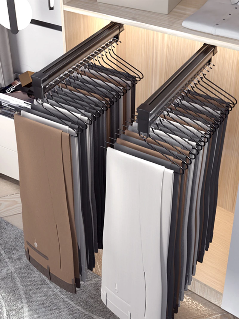 Adjustable Wardrobe Clothing Rail Heavy Duty Pull-Out Closet Valet Rod ...