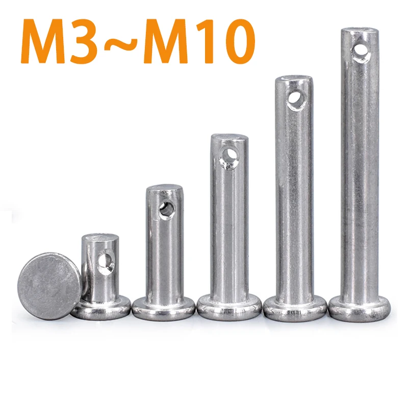 M3-M4-M5-M6-M8-M10-304Stainless-Steel-304-Shaft-Flat-Head-Pins-with ...