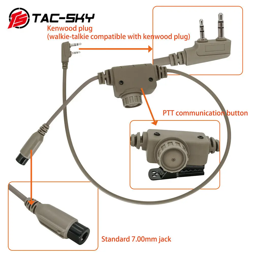 TAC-SKY-Tactical-PTT-Adapter-RAC-PTT-Headset-Accessories-Compatible ...