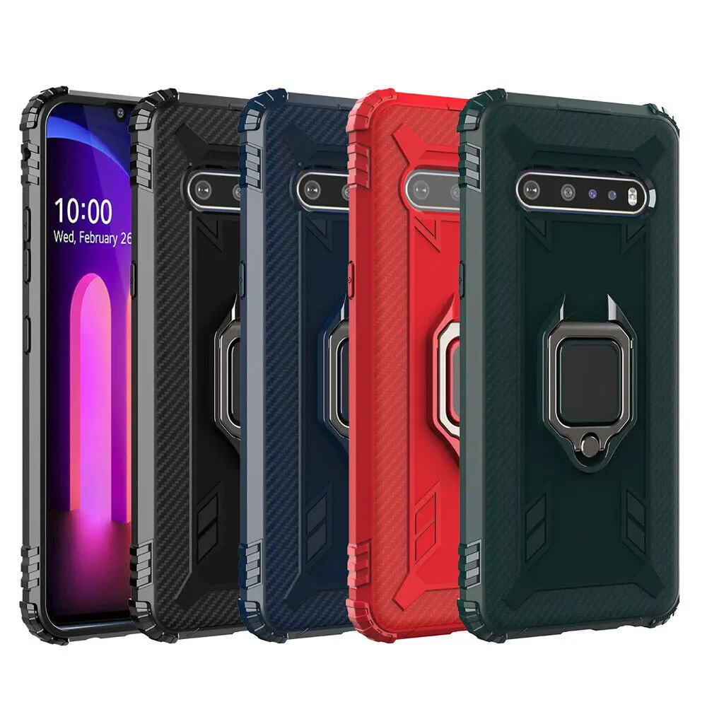 Carbon-Fiber-Silicone-Stand-Case-For-LG-V60-ThinQ-LG-Velvet-5G ...