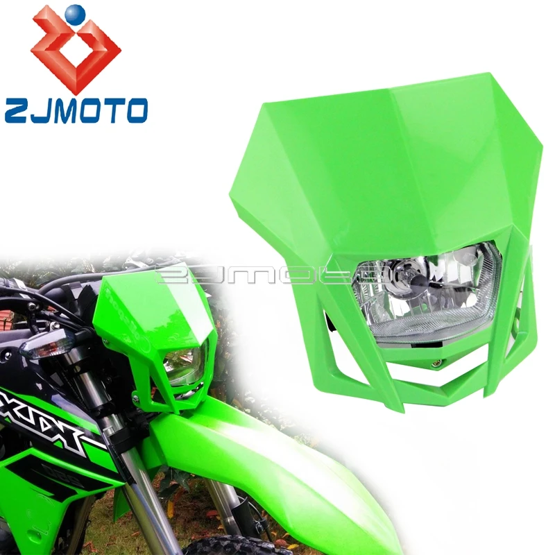 12V-35W-Green-Motorbike-Headlight-Fairing-Motocross-For-Kawasaki-KX-KLX ...