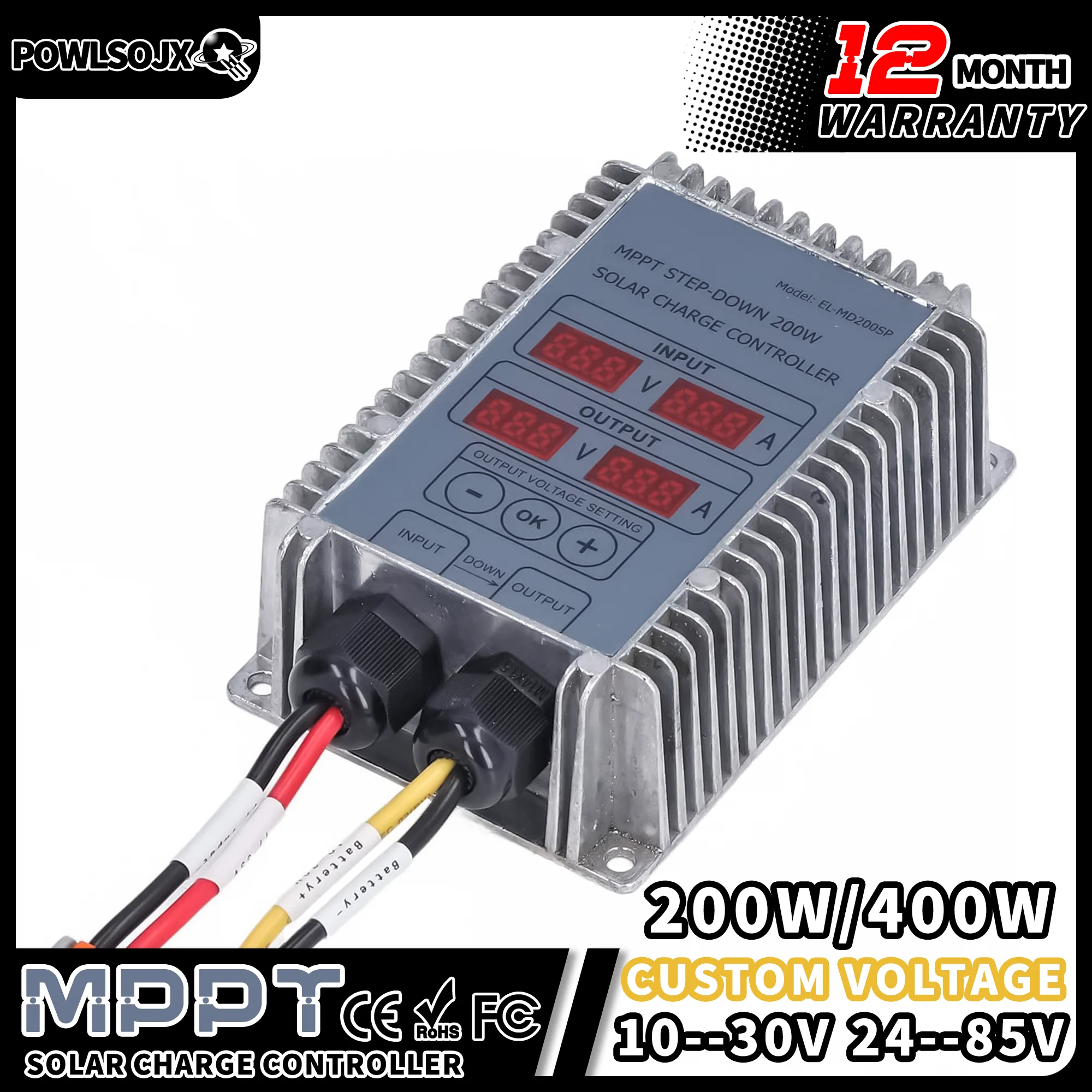 200W 400W Step-up/Down MPPT 24~85V/10~30V Output 17-55v Real-time Tracking Solar Battery ...