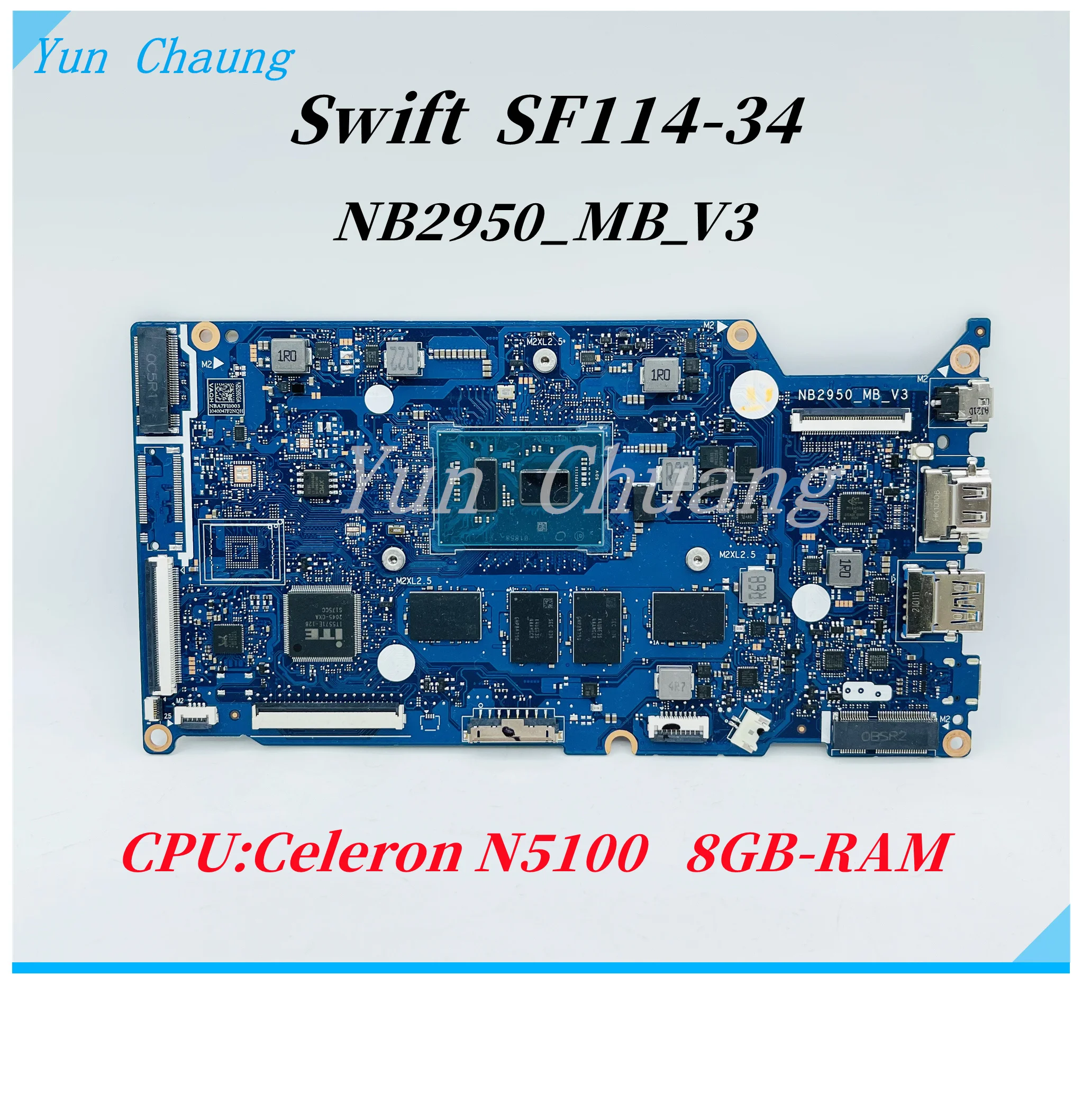 Nb2950_mb_v3 Mainboard For Acer Swift Sf114-34 Laptop Motherboard Nb2950 Mb V3 With Celeron ...
