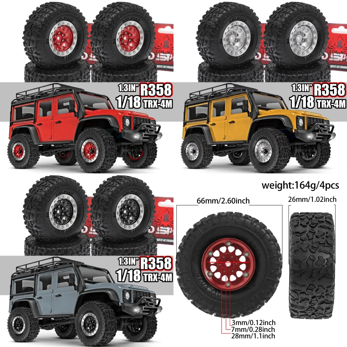 Produced by RS Red Spider: 1/18 TRX-4M, SCX24 1.3mm Metal Oval Wheel ...