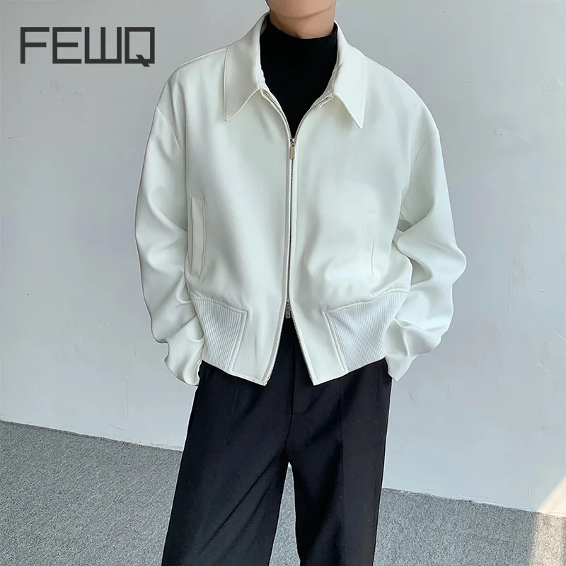 FEWQ-Veste-Courte-Col-Rabattu-pour-Homme-Manteau-Simple-Fermeture-clair ...