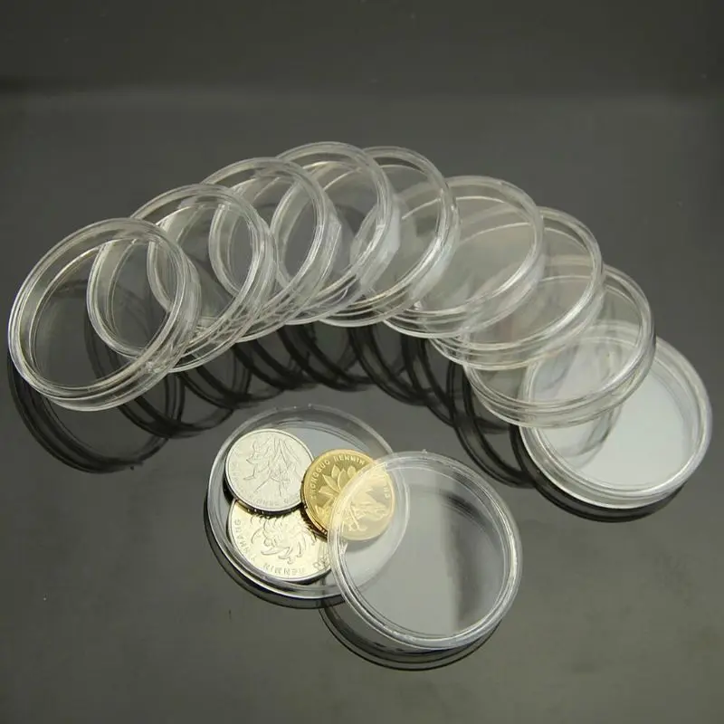 Clear Plastic Coin Capsules Case | Transparent Round Container Coin ...
