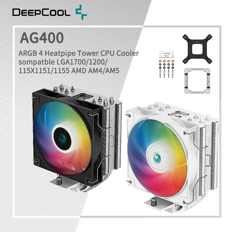 DEEPCOOL-AG400-Air-Cooler-4-Heat-Pipe-ARGB-PWM-Processador-CPU-Cooler ...