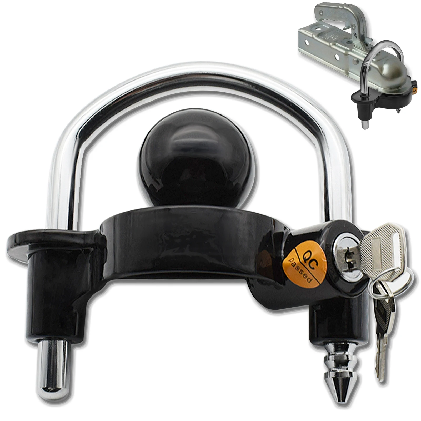 Universal Heavy Duty Hitch Lock Caravan Trailer Ball Coupler Lock Black ...
