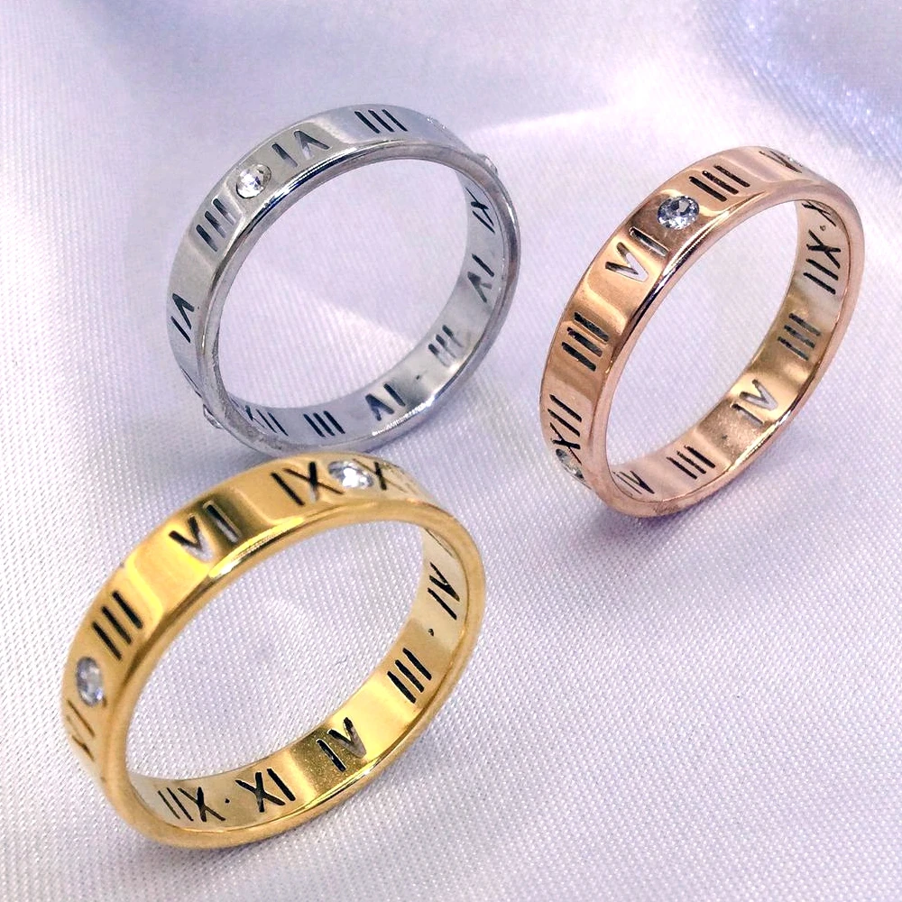 New-fashion-titanium-steel-Roman-numerals-ring-women-s-classic-simple ...