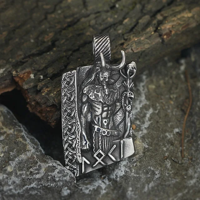 Men Rune Viking necklace norse god jewelry stainless steel with valknut ...