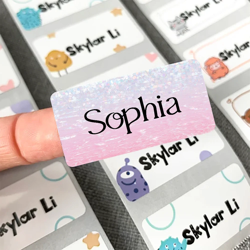 Custom-Waterproof-Name-Stickers-Multicolor-School-Labels-Daycare ...