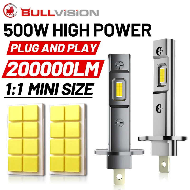 BULLVISION-H1-LED-Car-Lights-2PCS-200000LM-6500K-7585-CSP-STG-PTF-Turbo ...