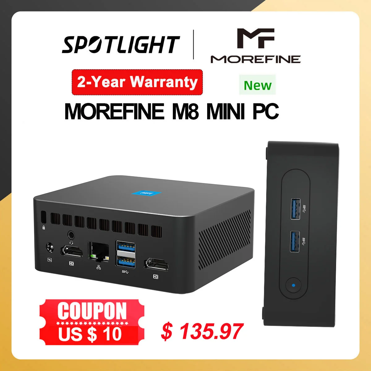 MOREFINE M8 N95 MINI PC WiFi 5 BT4.2 DDR4 32G 1TB NVME Windows10 Pro ...