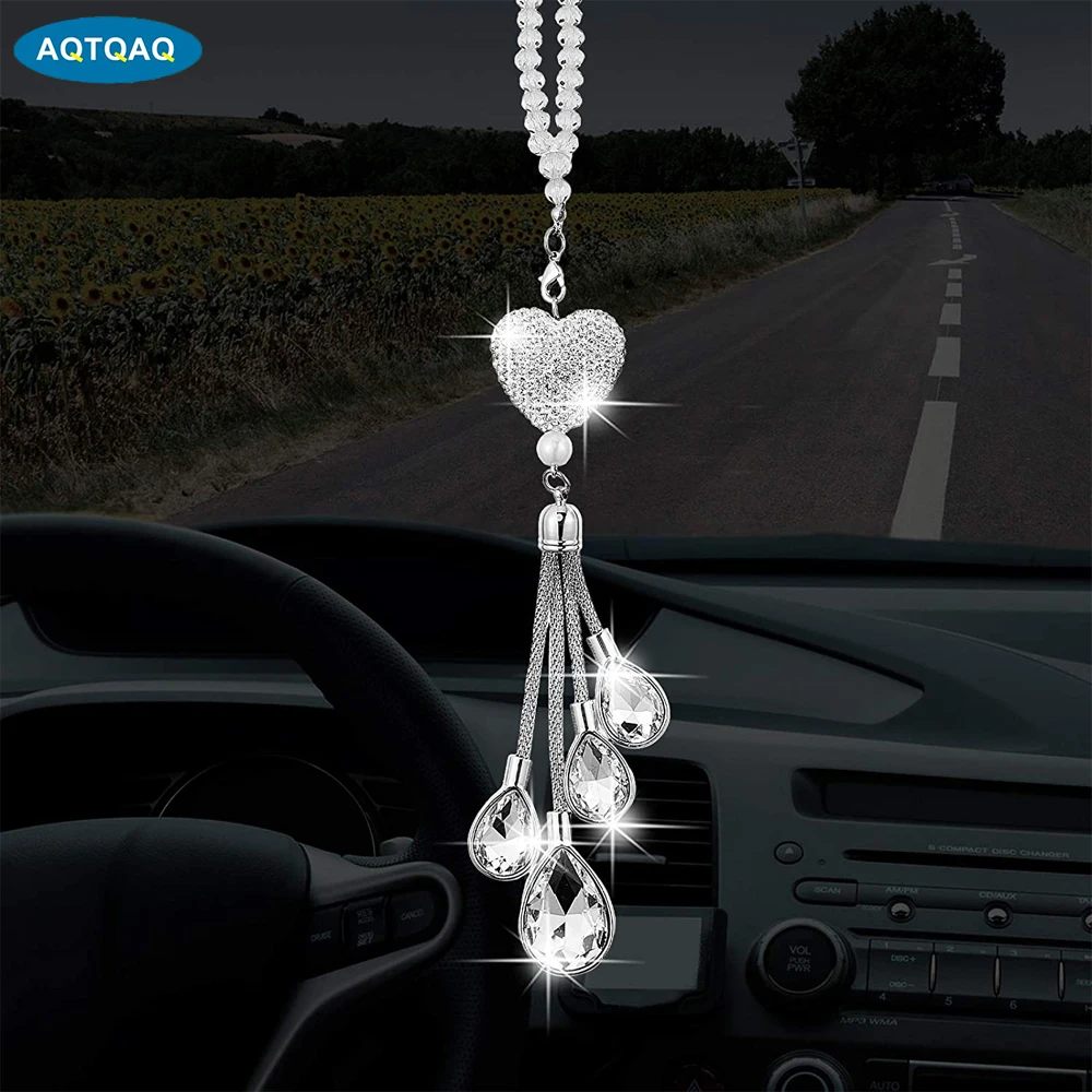 Accesorios de coche de diamante de corazón ostentoso, encantos de ...