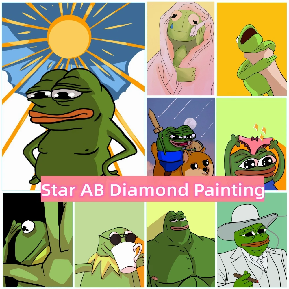 Funny-Colorful-Animal-AB-Diamond-Painting-Embroidery-Green-Frog-Casual ...