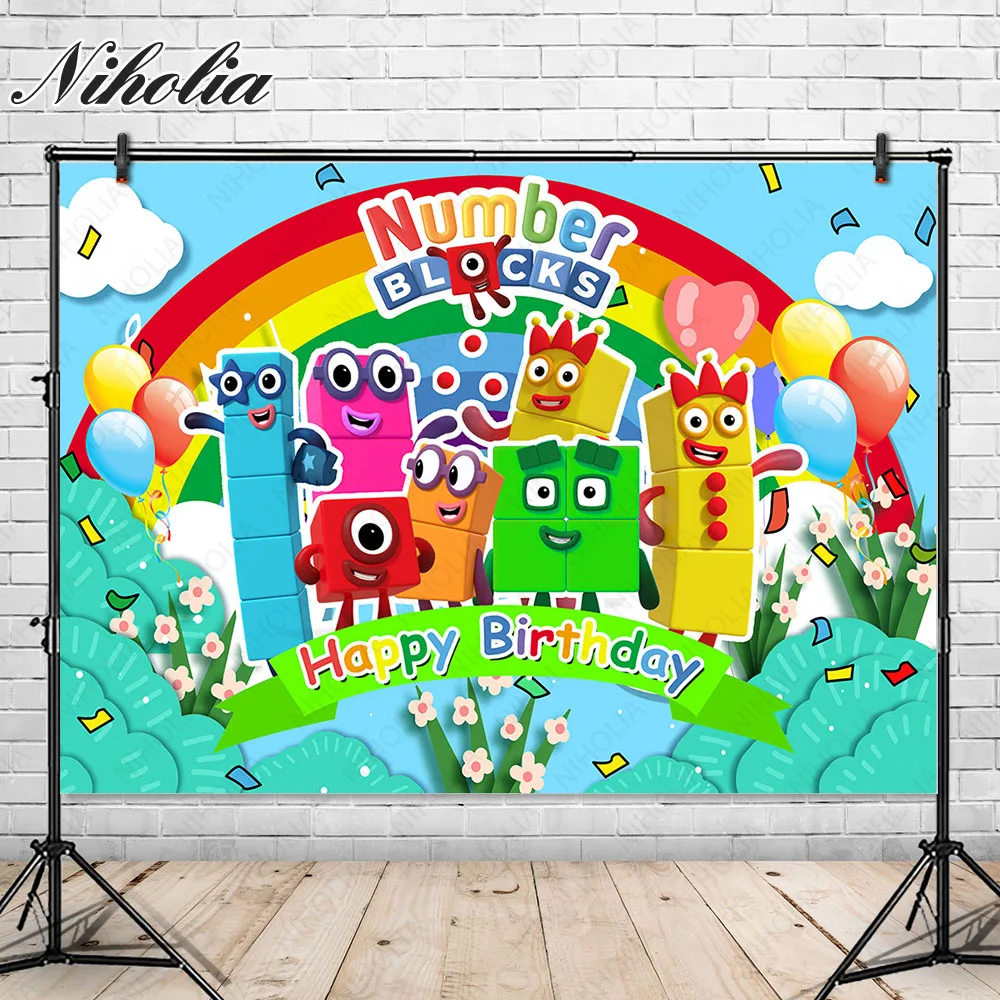 Niholia-Number-Blocks-Photo-Backdrop-Happy-Birthday-Party-Photography ...