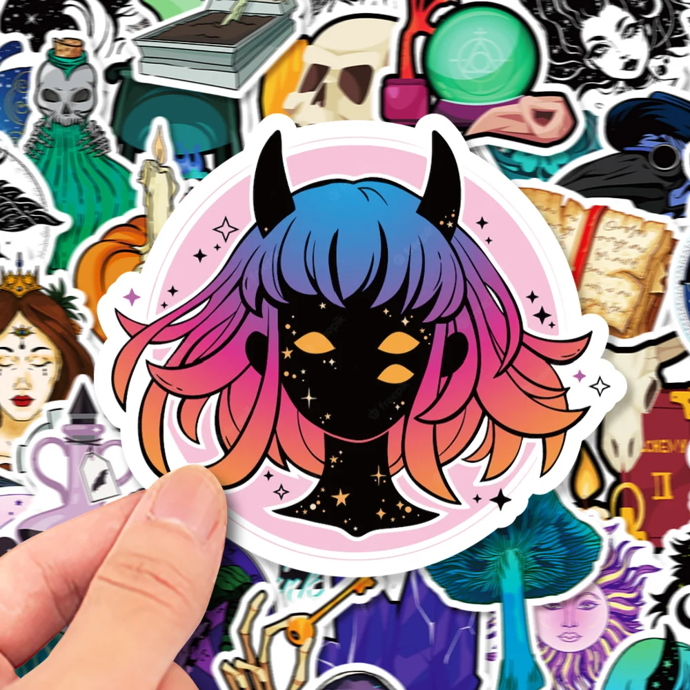 10-50pcs-Cute-Cartoon-Gothic-Evil-Witchy-Ghost-Stickers-Luggage-Guitar ...