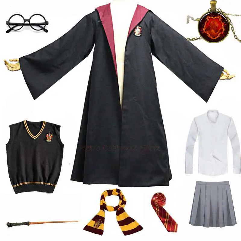 Unisex Adult Kids Halloween Costume Magic School Uniform Wizard House ...