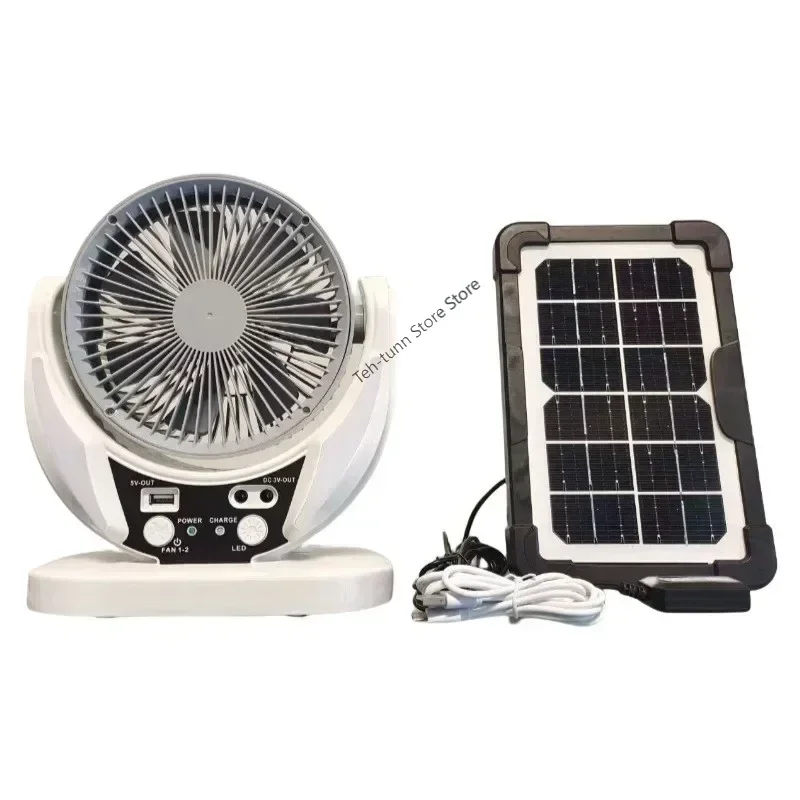 8in Solar Fan light Solar Powered AC DC Rechargeable Fan with Panel and ...