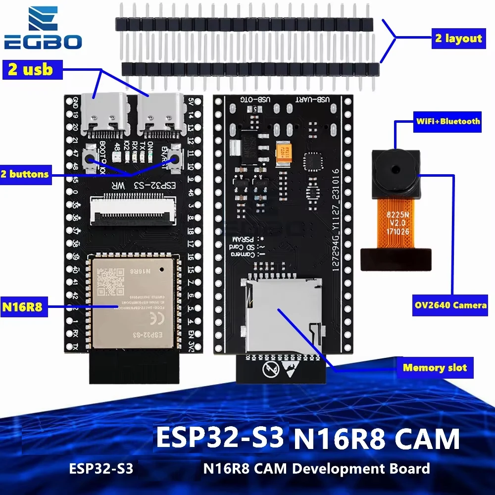 ESP32-S3 N16R8 CAM Development Board WiFi+Bluetooth Module OV2640 ...