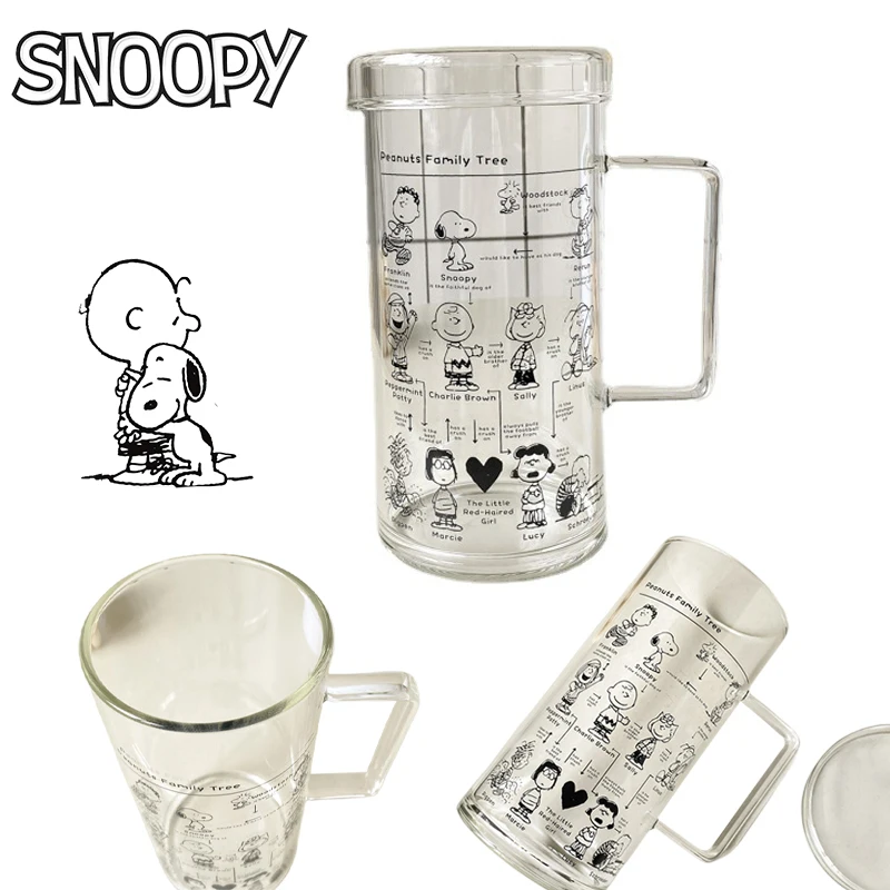 Snoopy Cute Cup Water Bottles Transparent Cartoon Water Bottle ...