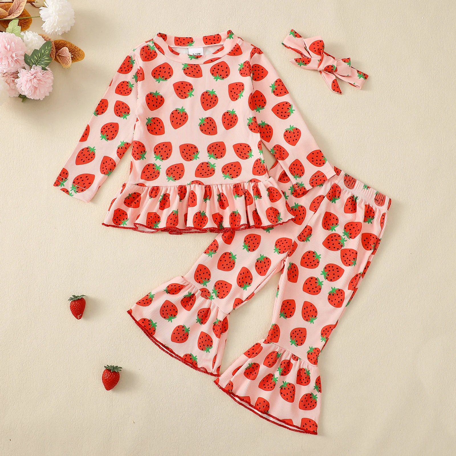 Cross-border-infant-and-toddler-girls-strawberry-pit-strip-long-sleeve ...