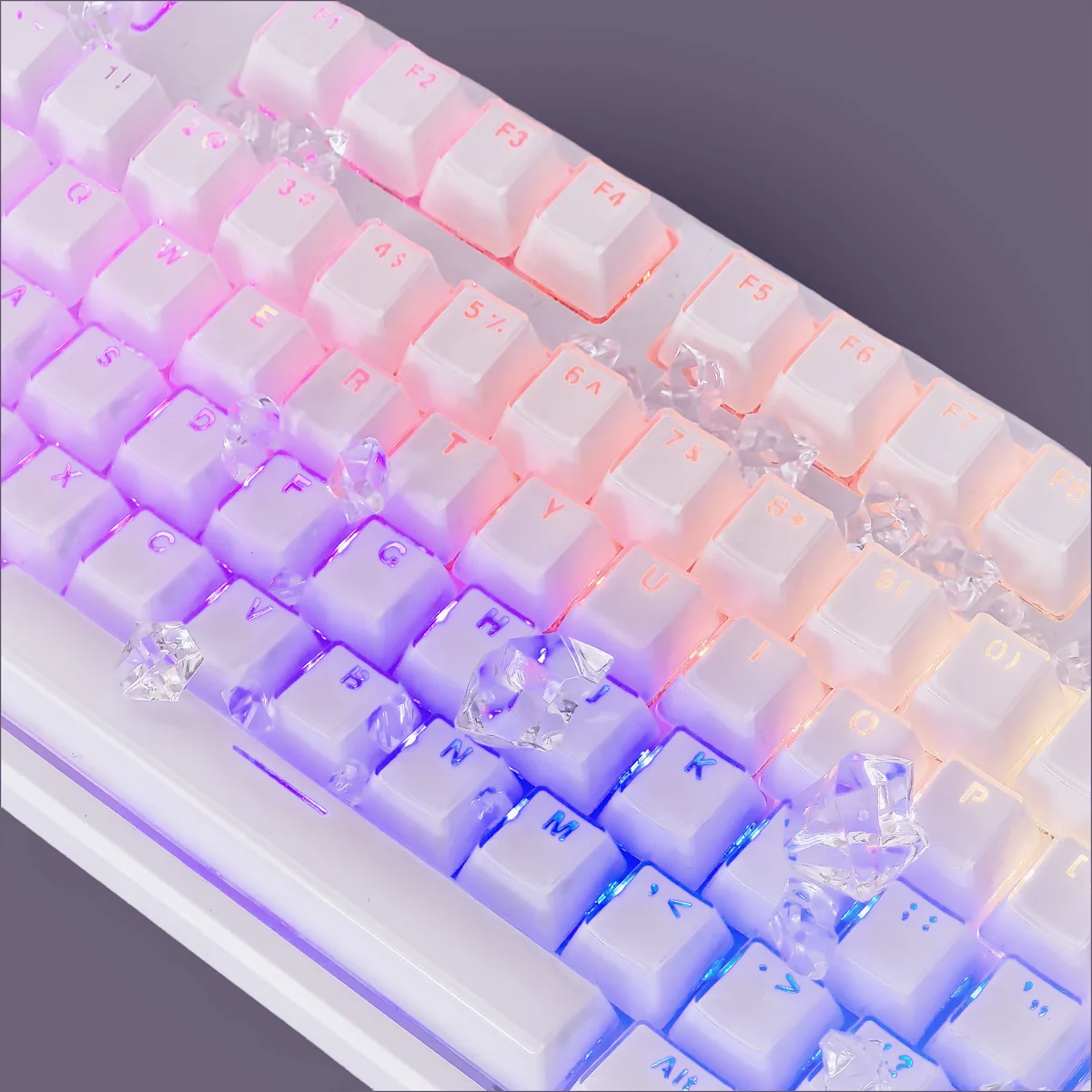Translucent-Keycaps-104-Keys-Layout-Low-Profile-White-Black-Keycaps-DIY ...