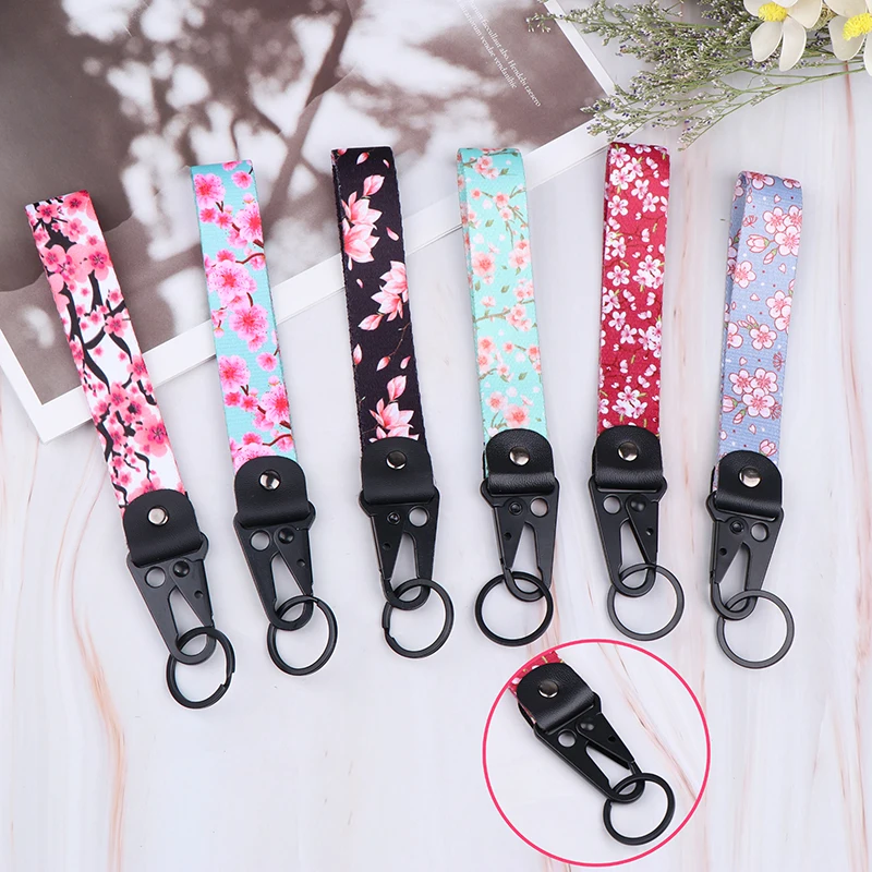 1Pc Sakura Car Keychain Cherry Blossom Lanyard Hanging Strap With Metal ...
