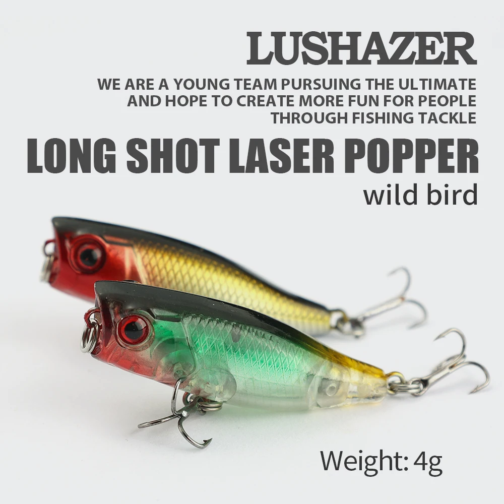 LUSHAZER-4cm3-2g-Popper-Fishing-Lure-baits-wobbler-Hard-Bait-Plastic ...