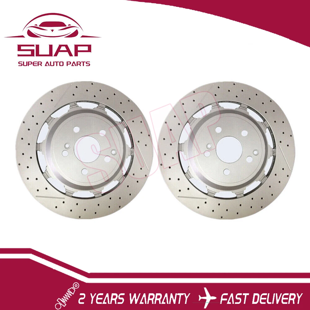 2PCS-Pair-Rear-Brake-Rotors-Fit-Mercedes-W222-S450-S63-S65-AMG-2014 ...