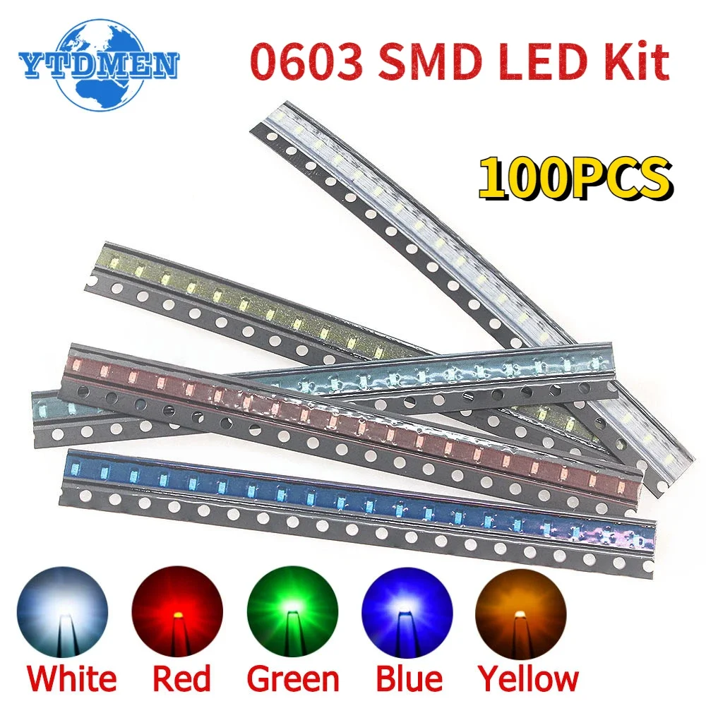 100PCS-SMD-LED-0603-Light-Emitting-Diode-Ultra-bright-Smd-LED-Red-White ...