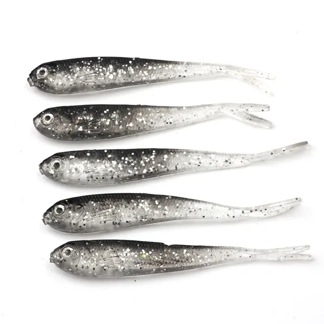 5Pcs Soft Lure 7cm/6g Split Tail Lead Fish Swimbaits with Hooks ...