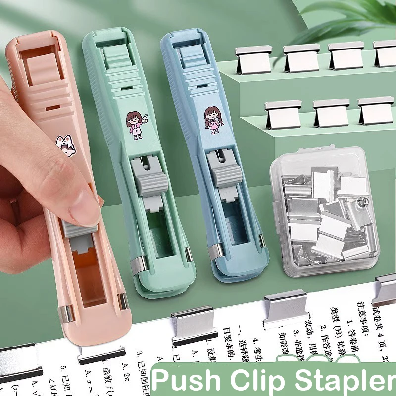 Push-Clip-Stapler-Staple-Remover-Binder-Push-Clamp-Tape-Dispenser-Paper ...