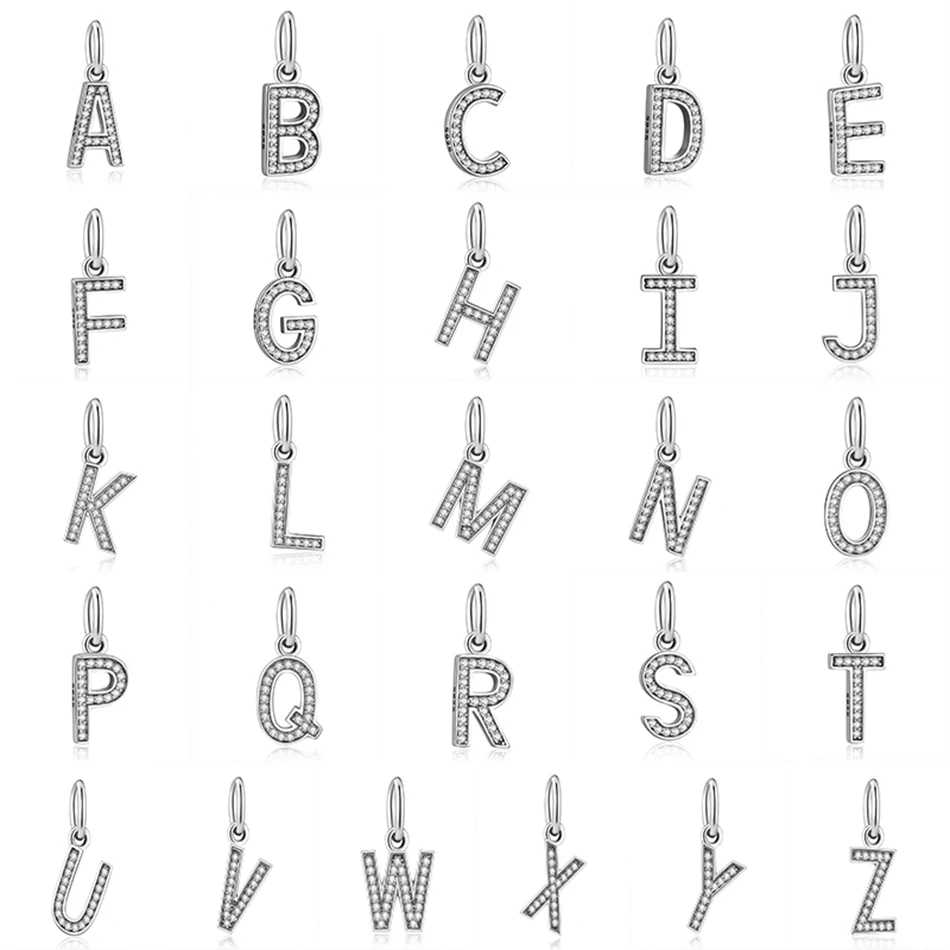 A-Z-Alphabet-Letters-Dangle-Charm-Fit-Women-Bracelets-Bangles-Authentic ...