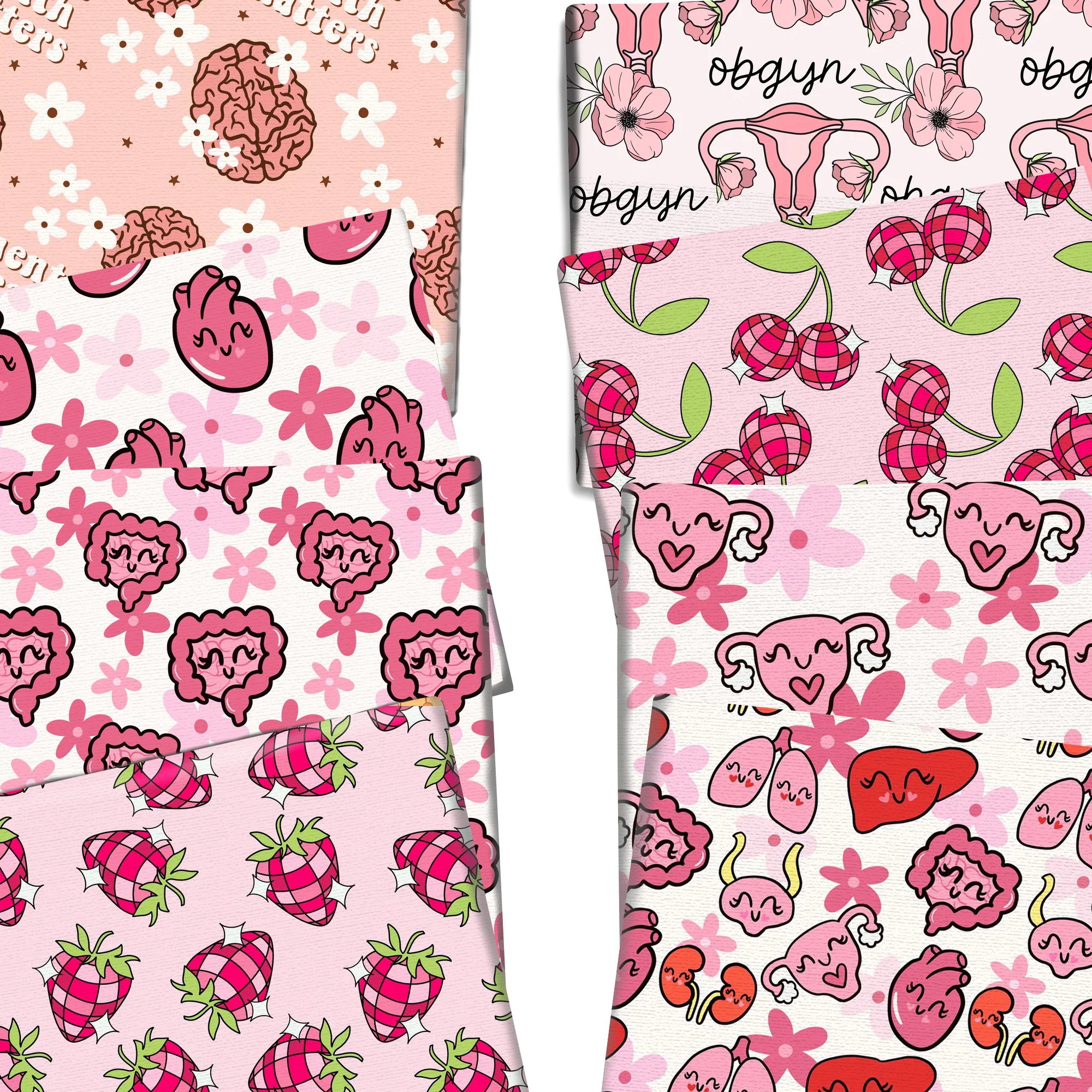 50*145cm Polyester Cotton Fabric Nurse Brain Organ Medical Design DIY ...