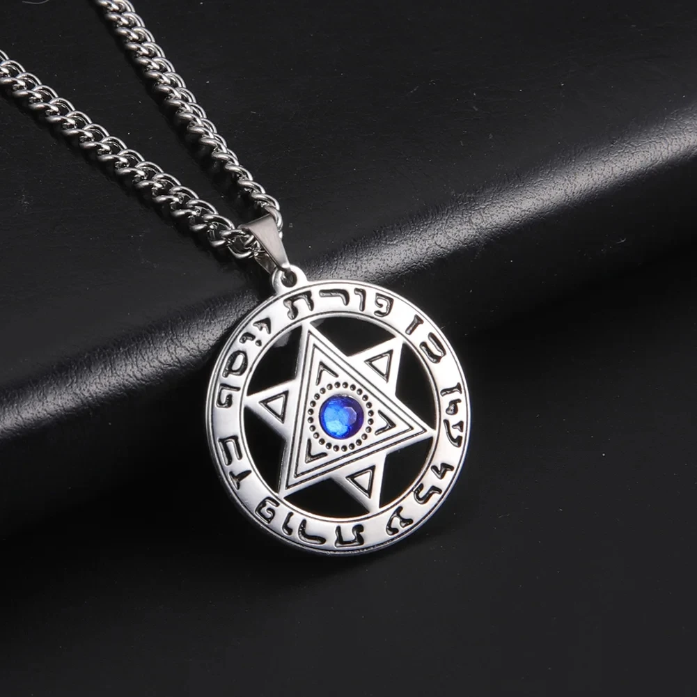 Jeshayuan Star Of David Pendant Necklace With Rhinestone Stainless ...