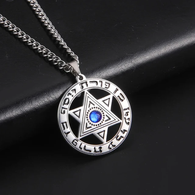 Jeshayuan Star Of David Pendant Necklace With Rhinestone Stainless ...