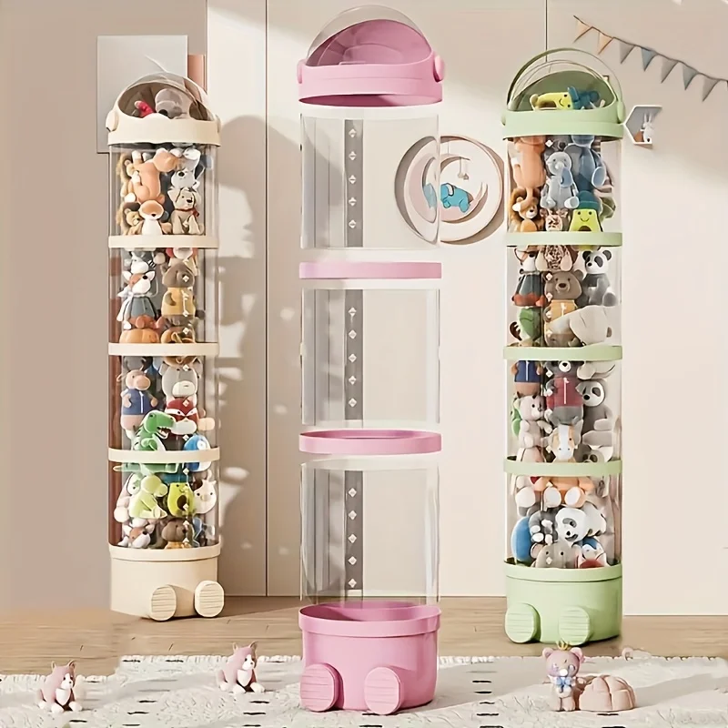 Round Plastic Doll Storage Bucket Multipurpose Large-Capacity Clear ...