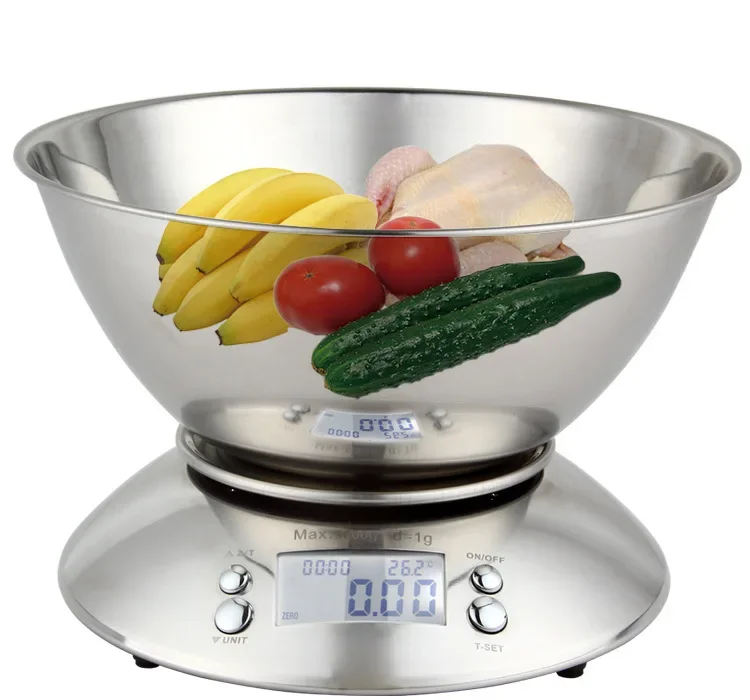 Household stainless steel kitchen scale with clock and bowl Household ...