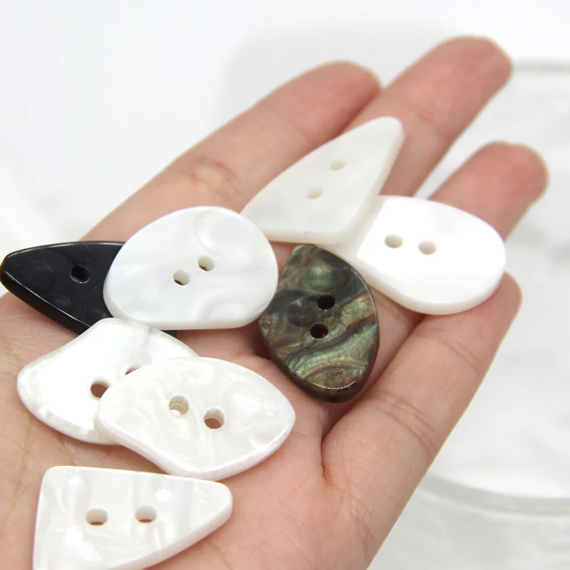 HENGC-2-Holes-Irregular-Shape-White-Resin-Pearl-Buttons-For-Clothes ...