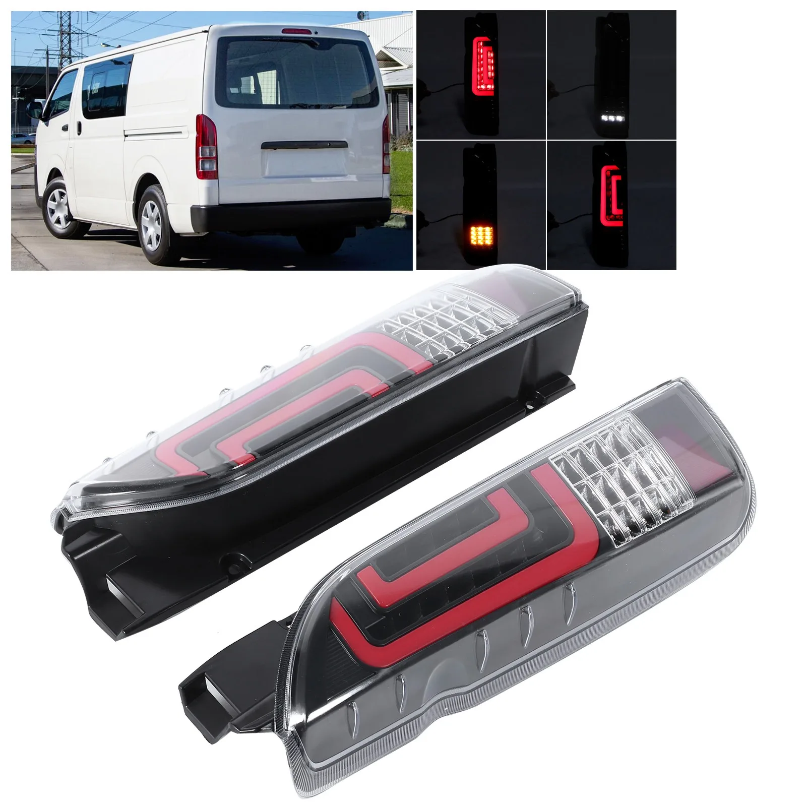 For-Toyota-Hiace-200-Commuter-Van-2005-2017-Transparent-Lens-1-Pair ...