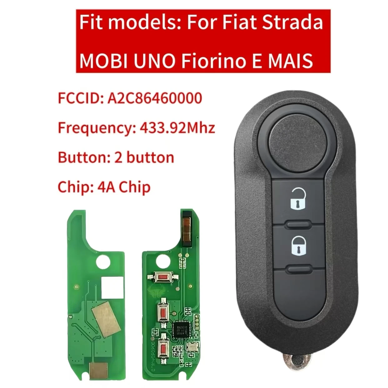 Jingxin 2/3Button Flip Remote Key HITAG AES 7945 4A Chip 433Mhz ...