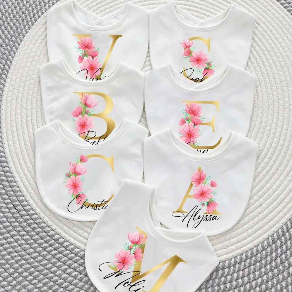 Personalised Initial with Name Baby Bibs Custom Girls Cotton Bib ...